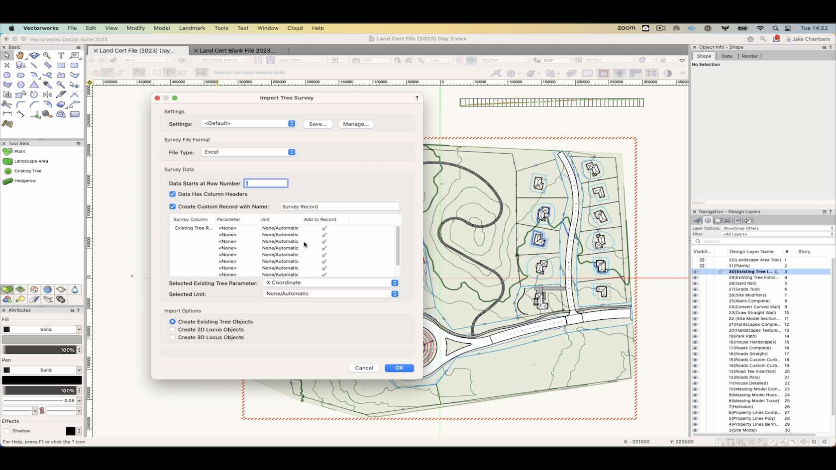 Existing Tree Command Import Tree Survey File Vectorworks University 4081